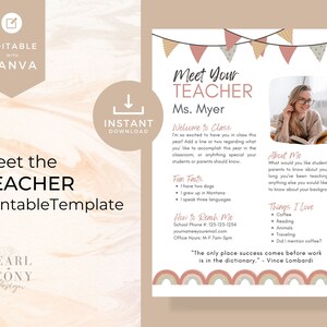 EDITABLE Meet the Teacher Template, Back to School Flyer, Boho Teacher ...
