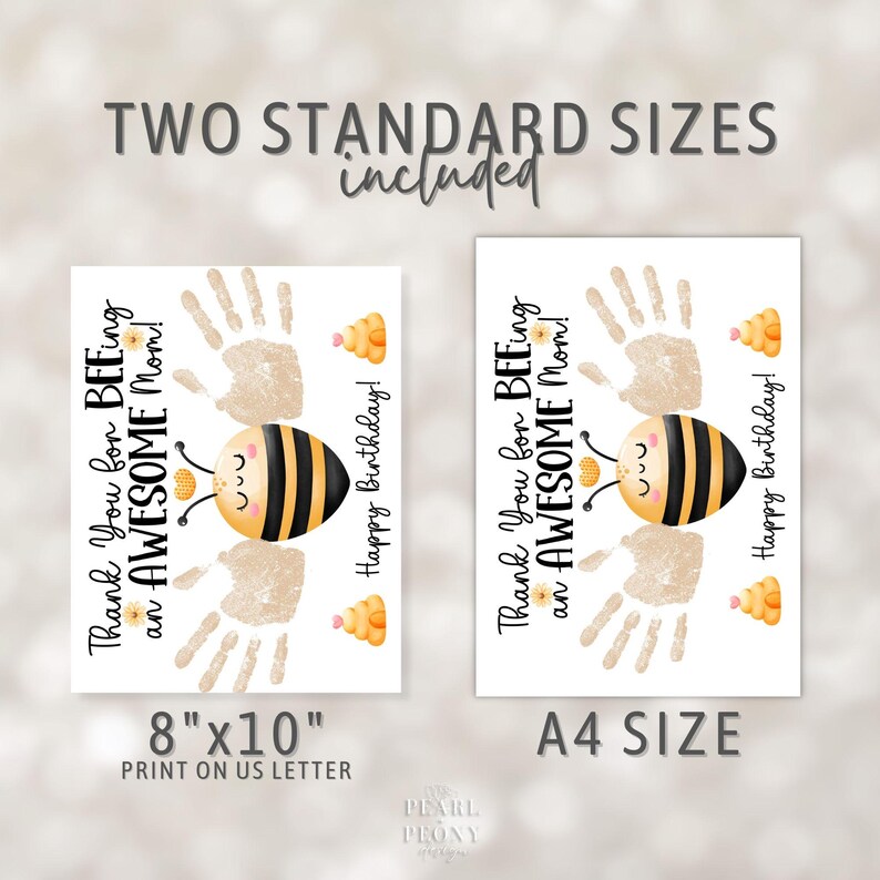 PRINTABLE Happy Birthday Handprint Art Craft for Mom, Honey Bee, Gift ...