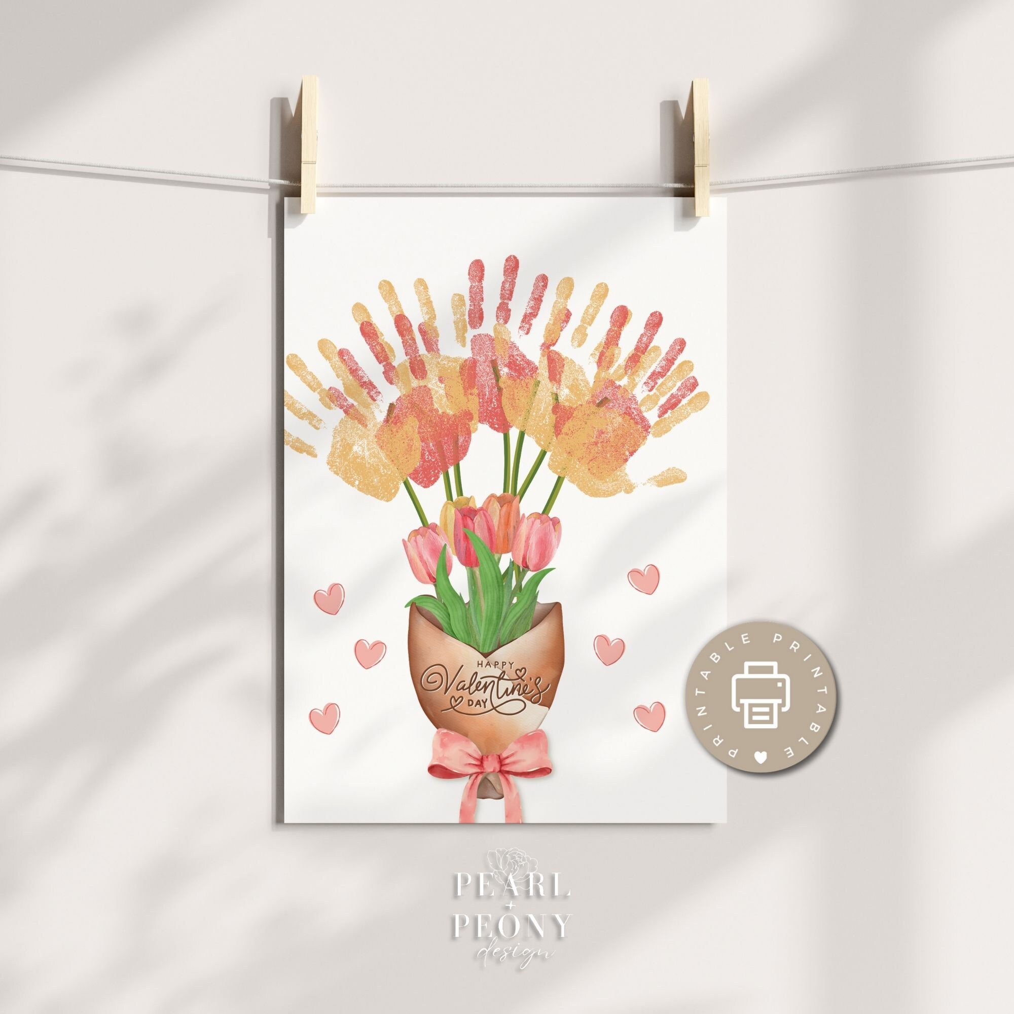 PRINTABLE Valentines Day Handprint Art Craft for Kids, Keepsake Art ...