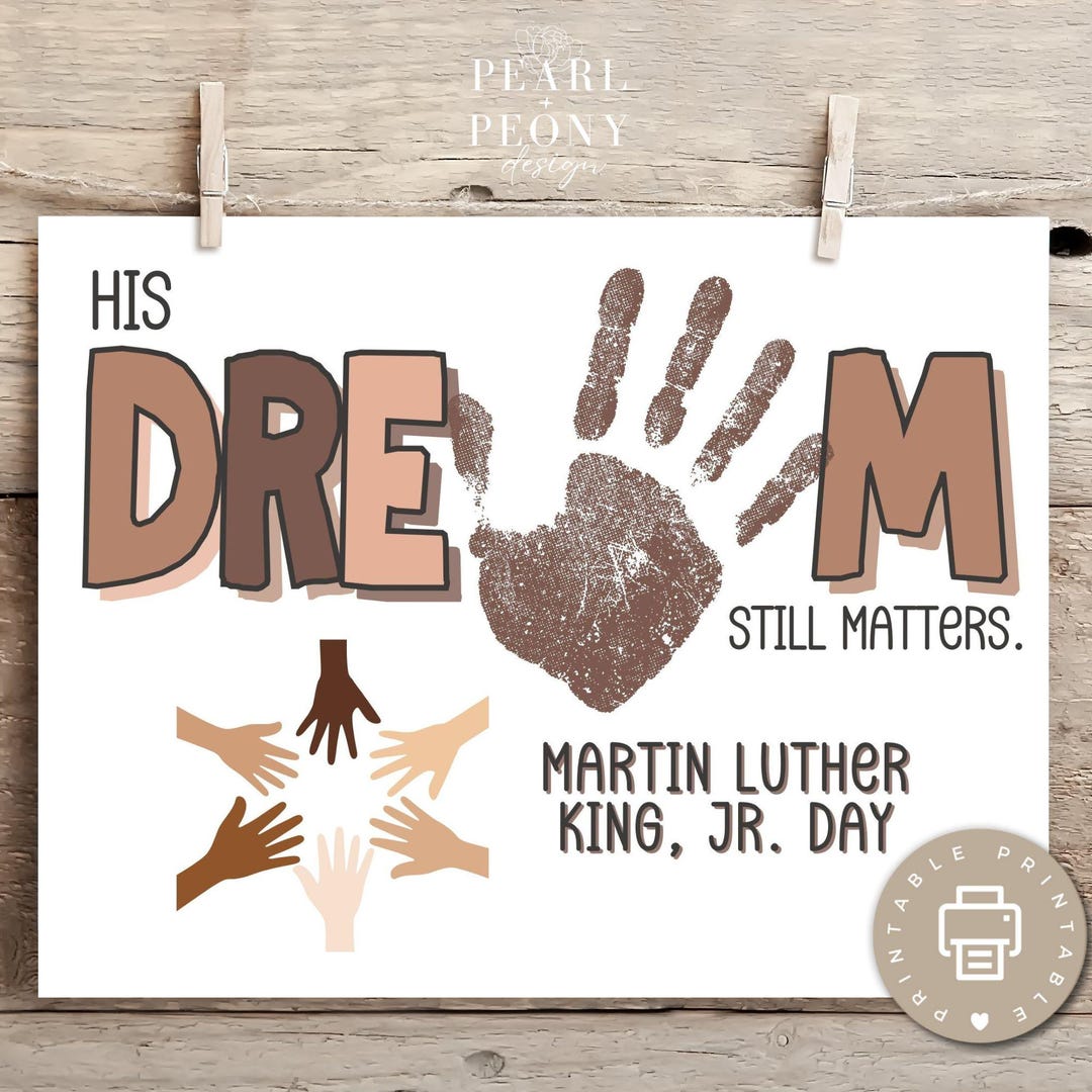 PRINTABLE MLK Day Handprint Art Craft for Kids, Black History Month ...