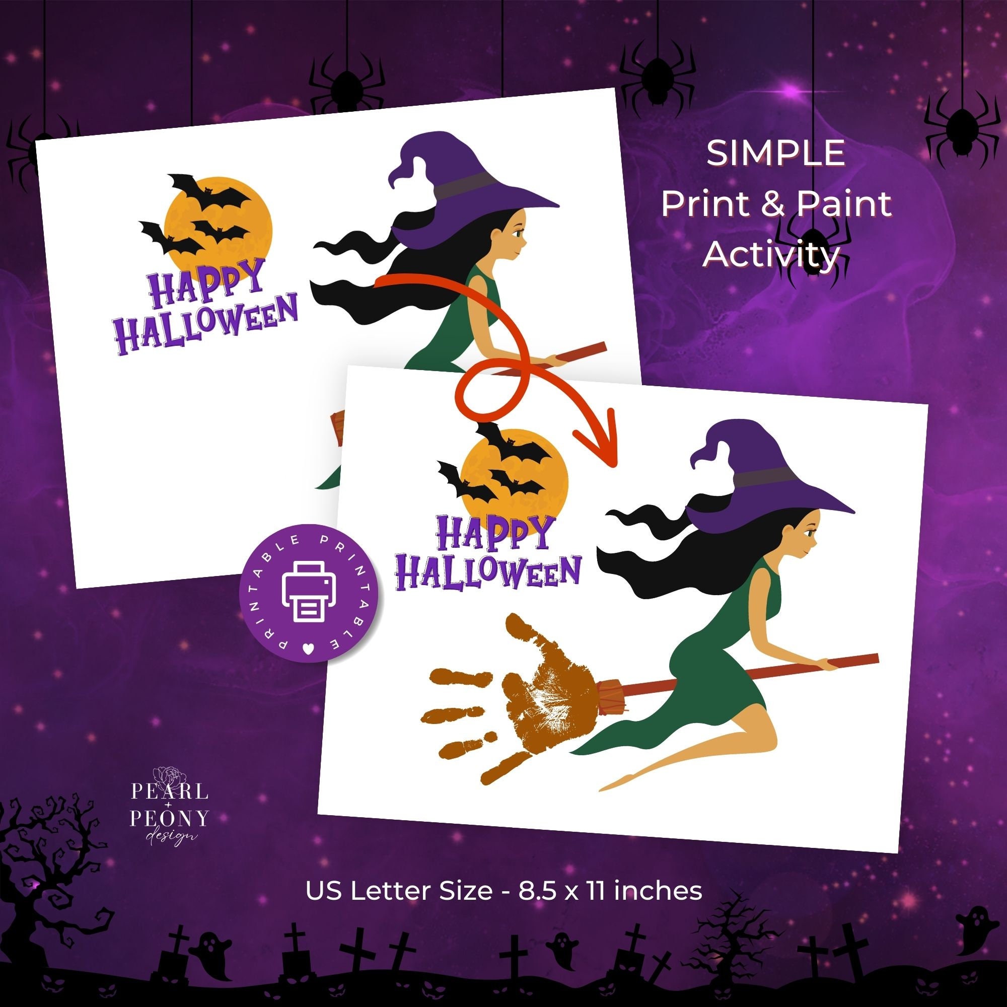 PRINTABLE Halloween Handprint Art Witch Happy Halloween - Etsy