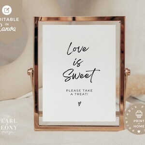 Love is Sweet Sign Template | Dessert Table Sign | Take a Treat Favor ...