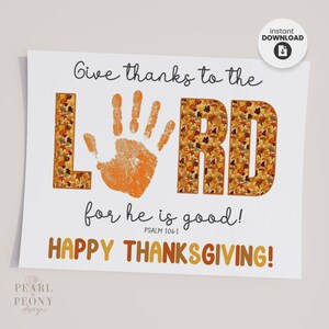 PRINTABLE Christian Thanksgiving Handprint Art Craft, Bible Verse Fall ...