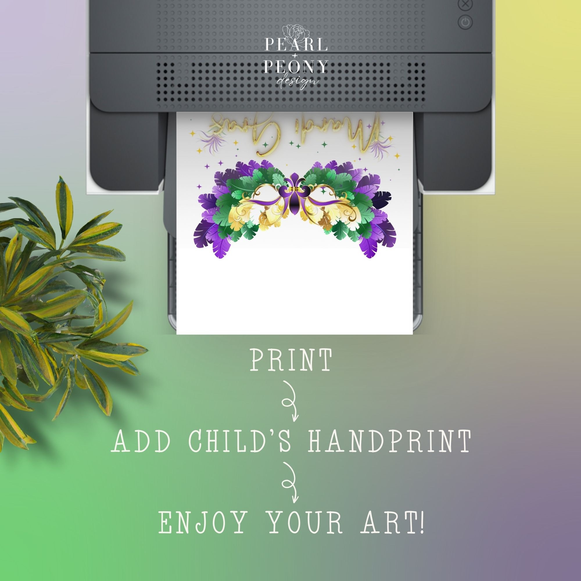 PRINTABLE Mardi Gras Handprint Art Craft for Kids, Mardi Gras Mask ...