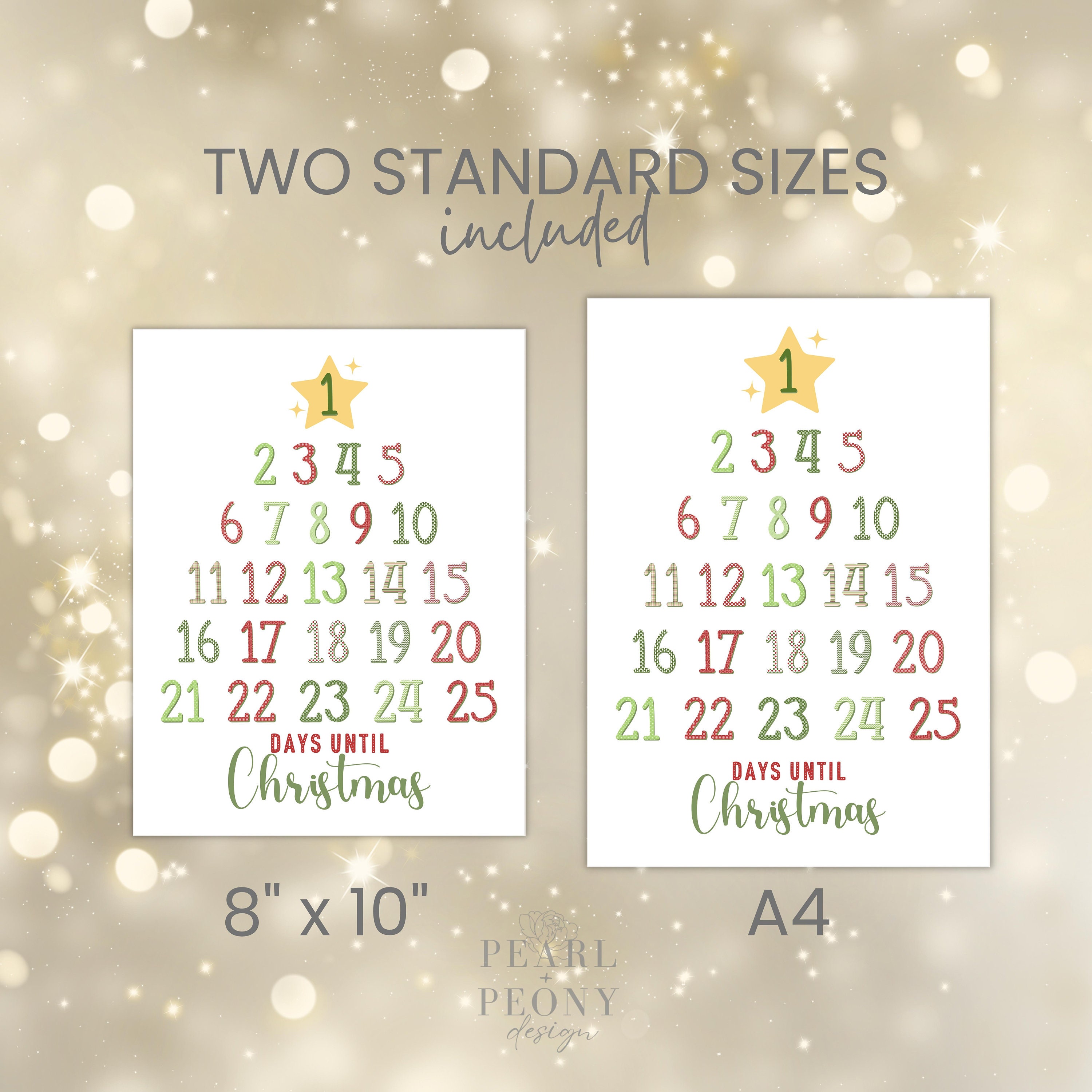 PRINTABLE Christmas Countdown Calendar Trendy Days Until - Etsy