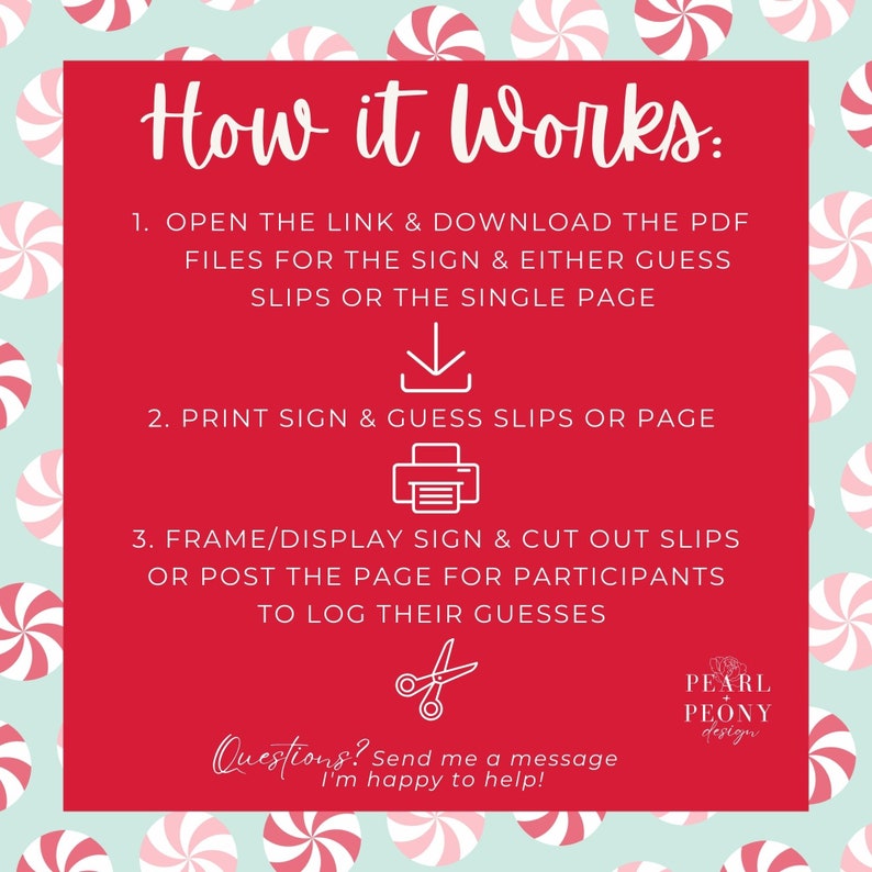 PRINTABLE Christmas Candy Guessing Game, Holiday Birthday Party Game ...