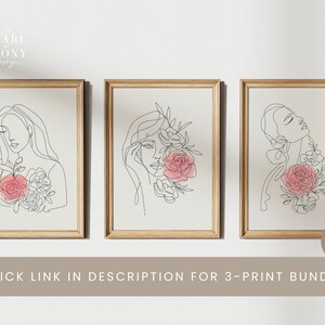 PRINTABLE Black and White Minimalist Feminine Floral Line Art Print ...