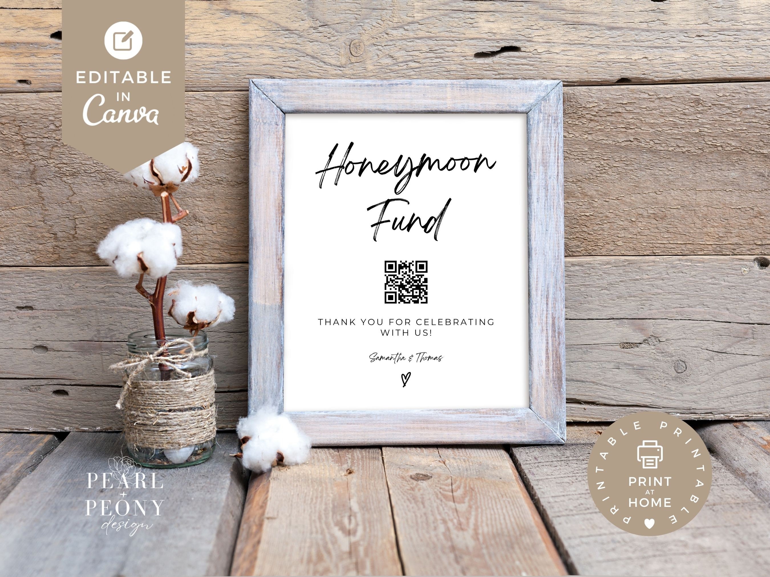 Honeymoon Fund QR Code Sign Template Wishing Well QR Code - Etsy