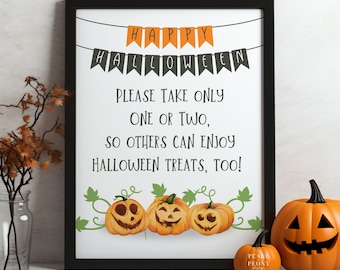 Printable Halloween Candy Bowl Sign, Please Take One Sign, Trick or ...