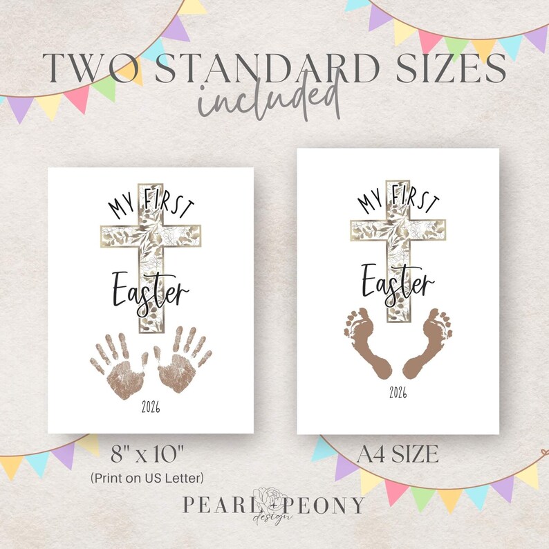 PRINTABLE My First Easter Handprint Art Craft for Baby, Neutral ...
