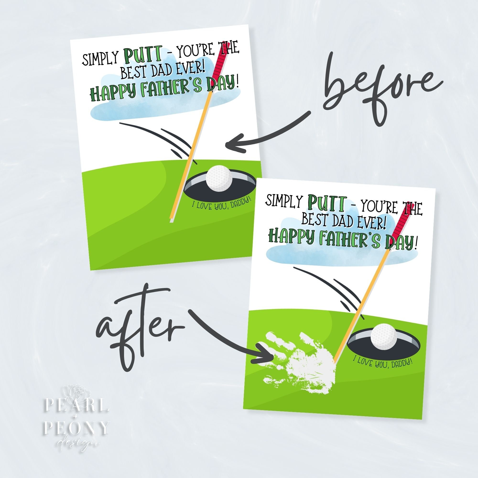 PRINTABLE Happy Fathers Day Golf Handprint Art Craft, Gift From Kids ...