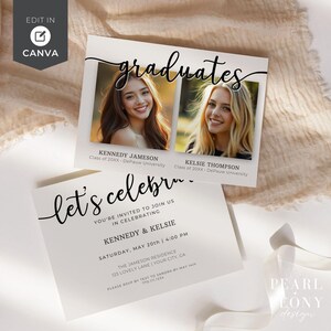 EDITABLE Dual Graduation Party Invitation TEMPLATE, Joint Twins ...