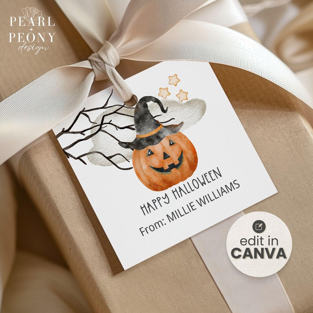 EDITABLE Halloween Gift Tag Template, Printable Classroom Party Favor ...