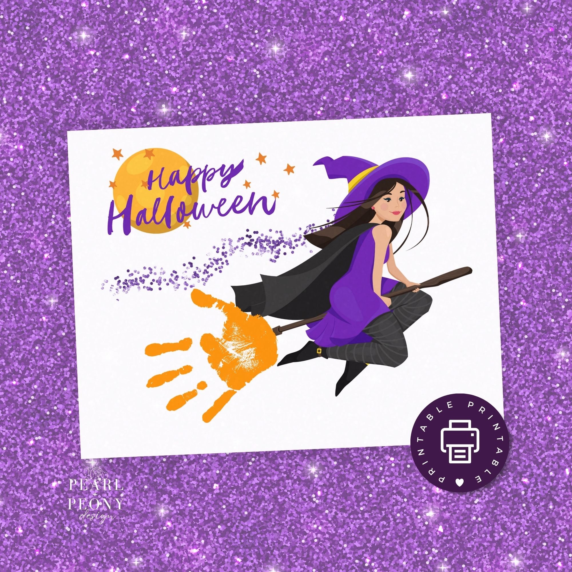 PRINTABLE Halloween Handprint Art, Witch Happy Halloween Craft, Kids ...