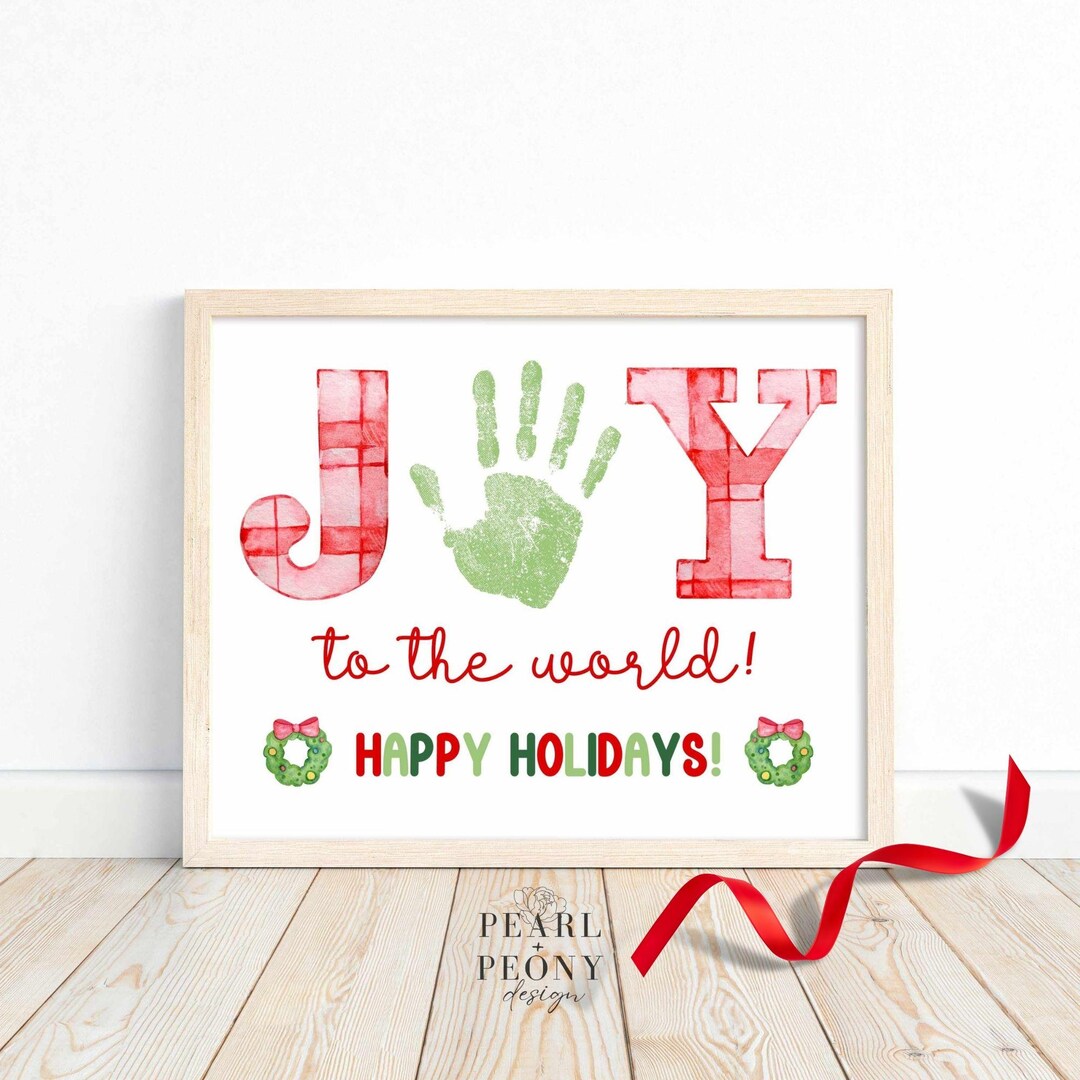 PRINTABLE Happy Holidays Handprint Art Craft for Kids, Joy Keepsake Art ...