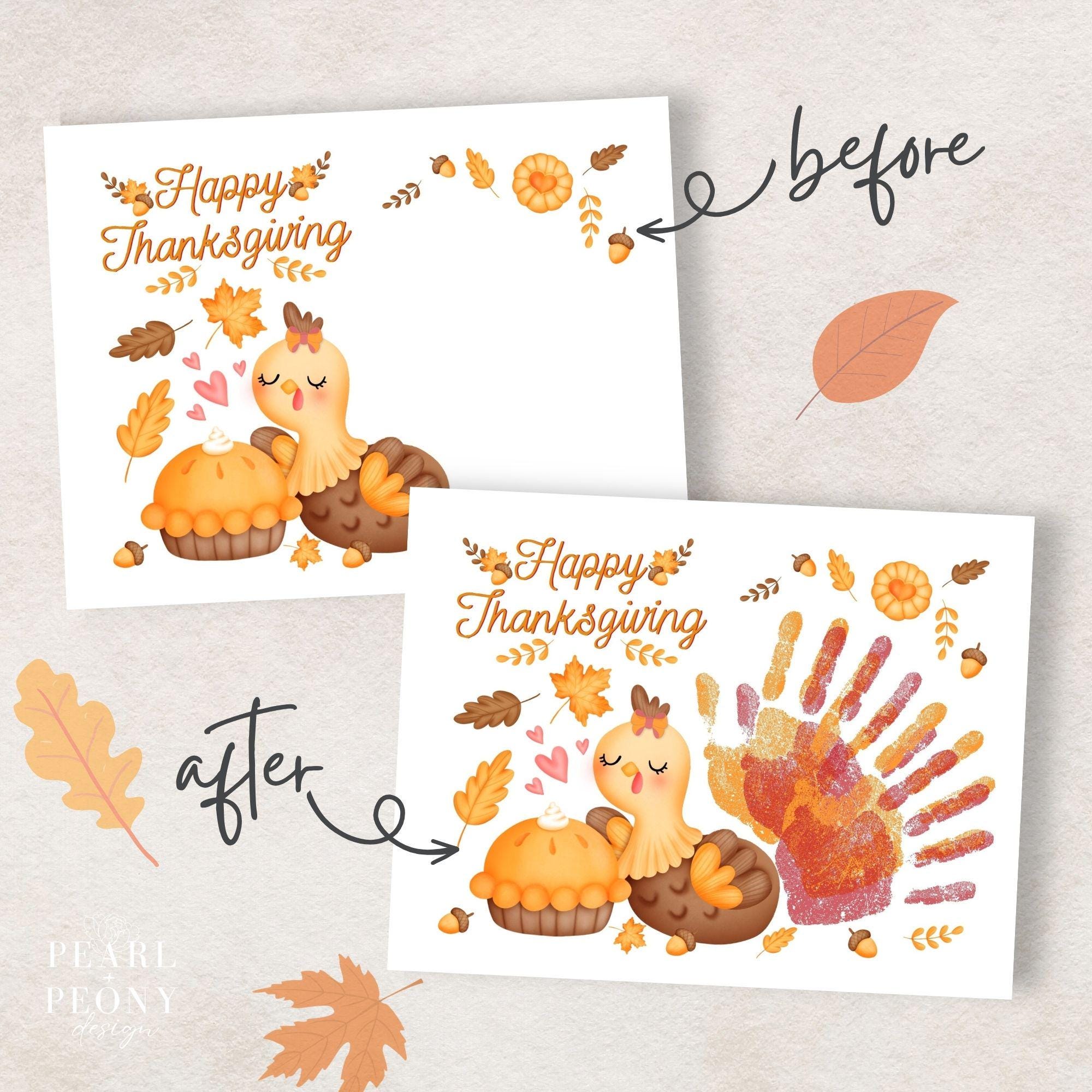 PRINTABLE Thanksgiving Handprint Art Craft, DIY Handprint Fall Art, Pre ...