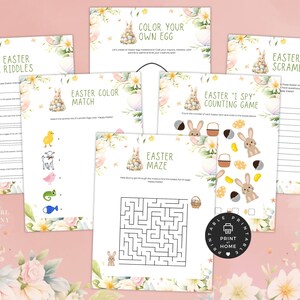 PRINTABLE Easter Activity Page Bundle for Kids, Easter Basket Games ...
