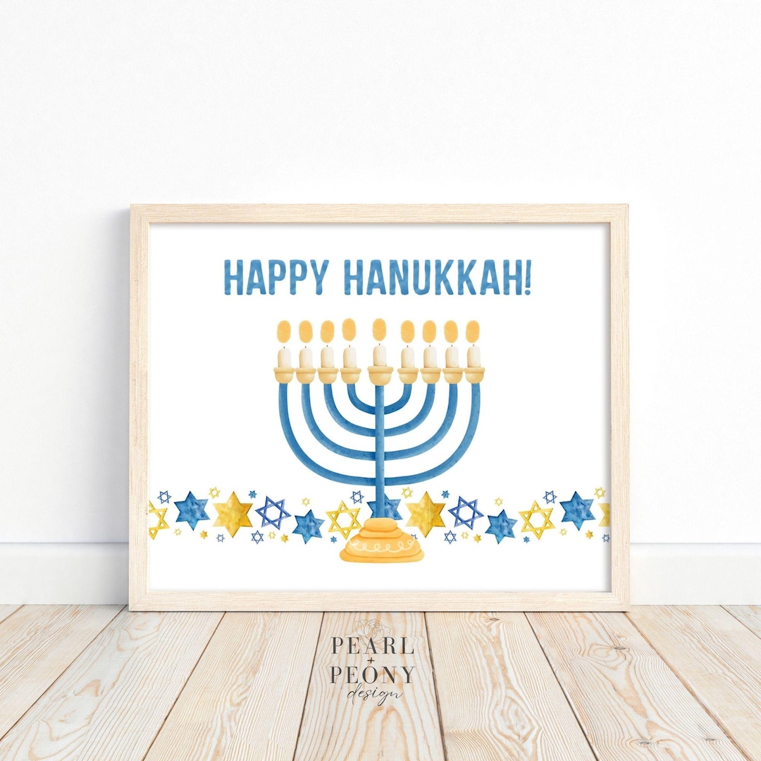 PRINTABLE Hanukkah Handprint Art Craft, DIY Menorah Fingerprint Card ...