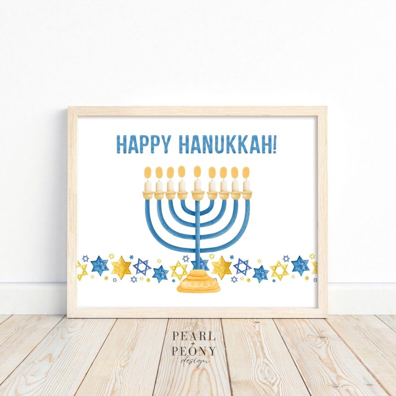 PRINTABLE Hanukkah Handprint Art Craft, DIY Menorah Fingerprint Card ...
