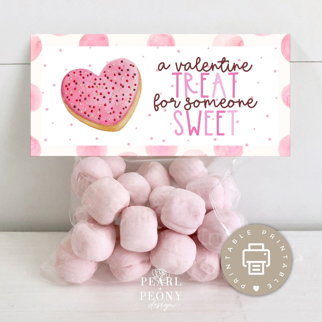 PRINTABLE Valentines Day Cookie Bag Toppers, Pink Treat Bag Toppers ...