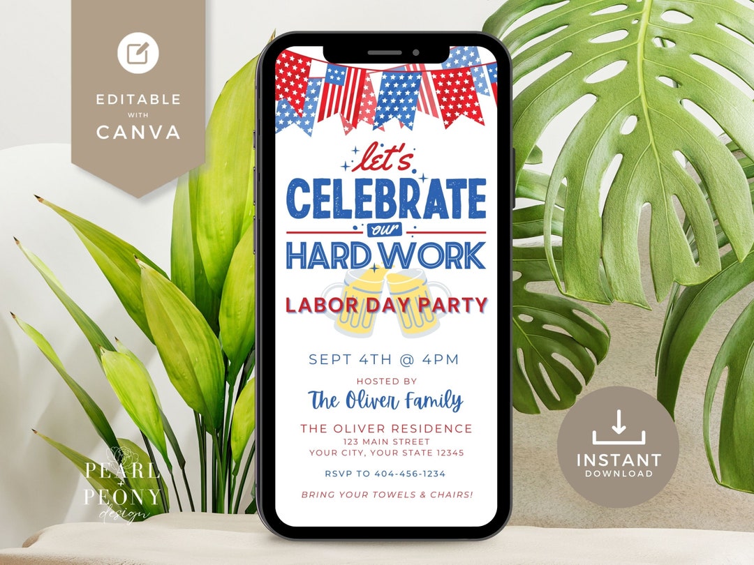 Labor Day Party Invitation Template | Labor Day Video Evite | Labor Day ...