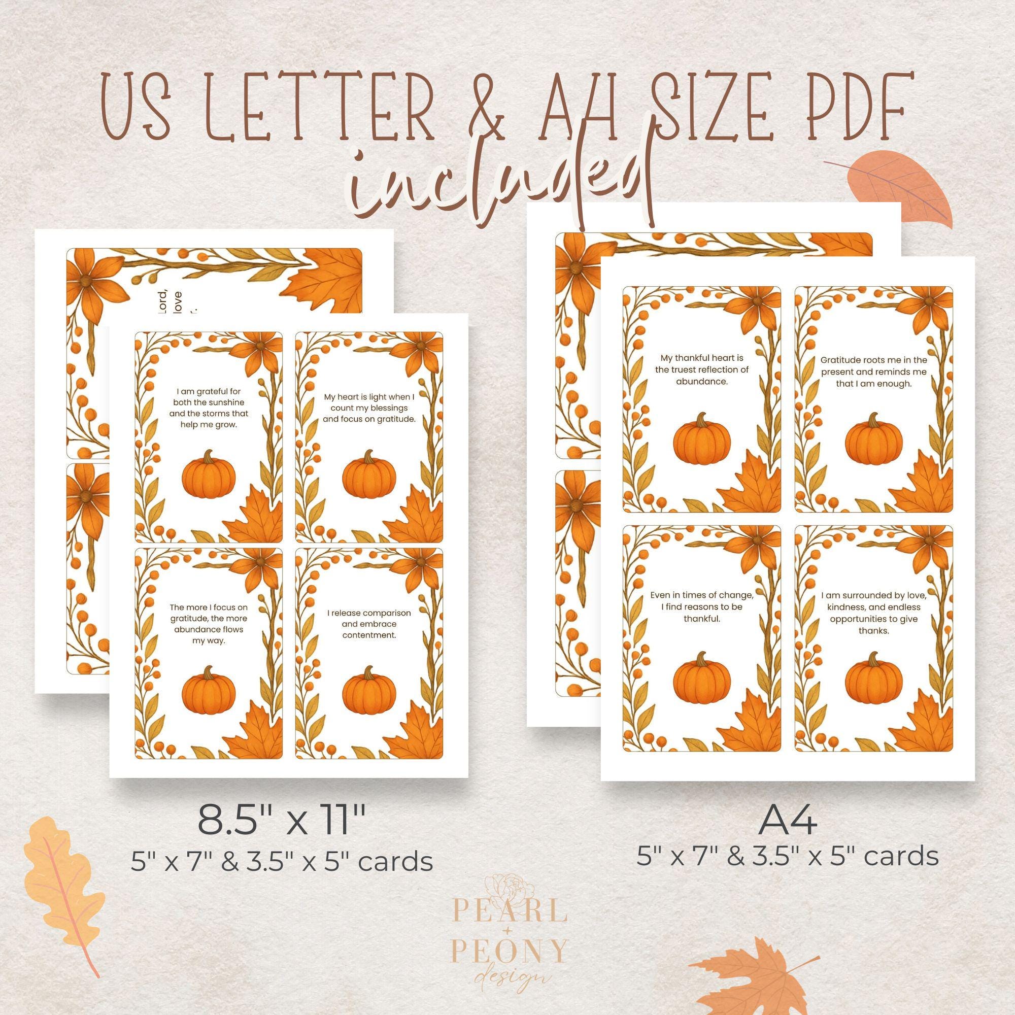 PRINTABLE Thanksgiving Gratitude Affirmation Cards, Fall Mindfulness ...