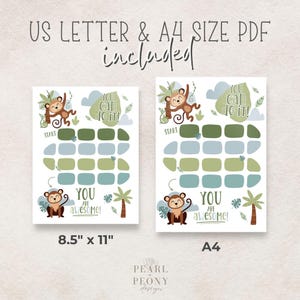 PRINTABLE Cute Monkey Reward Chart, Kids Chore Chart, Routine Sticker ...