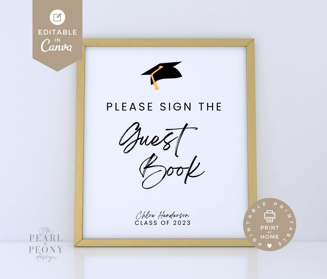 Graduation Party Guest Book Table Sign Template Printable - Etsy