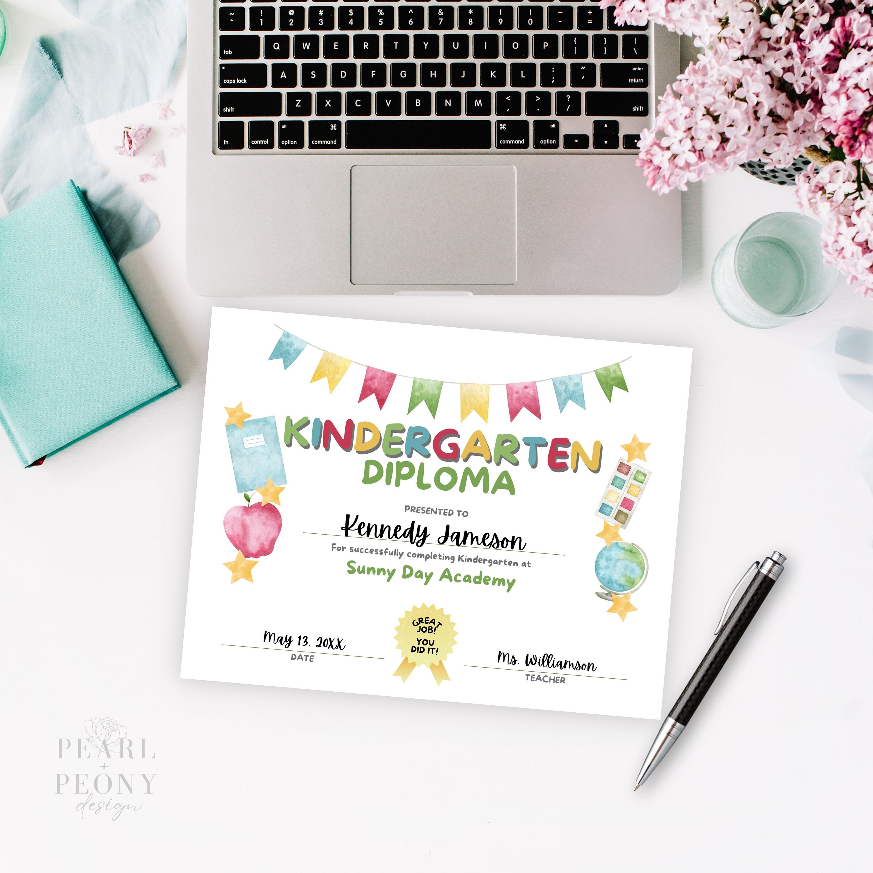 EDITABLE Kindergarten Graduation Diploma Template, Printable Custom ...