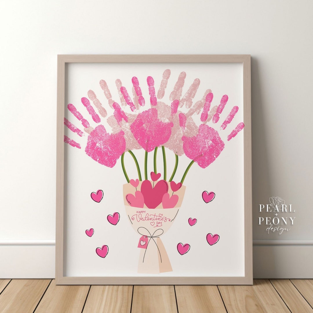 PRINTABLE Valentines Day Handprint Art Craft for Kids, Keepsake Art ...