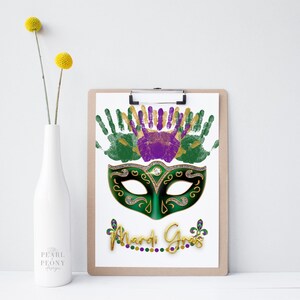 PRINTABLE Mardi Gras Handprint Art Craft for Kids, Mardi Gras Mask ...