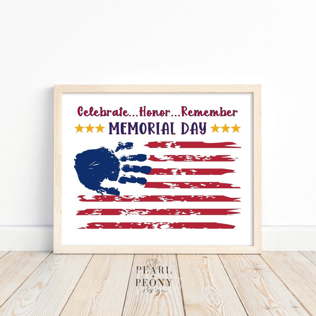 PRINTABLE Memorial Day Handprint Art Craft for Kids, Memorial Day ...