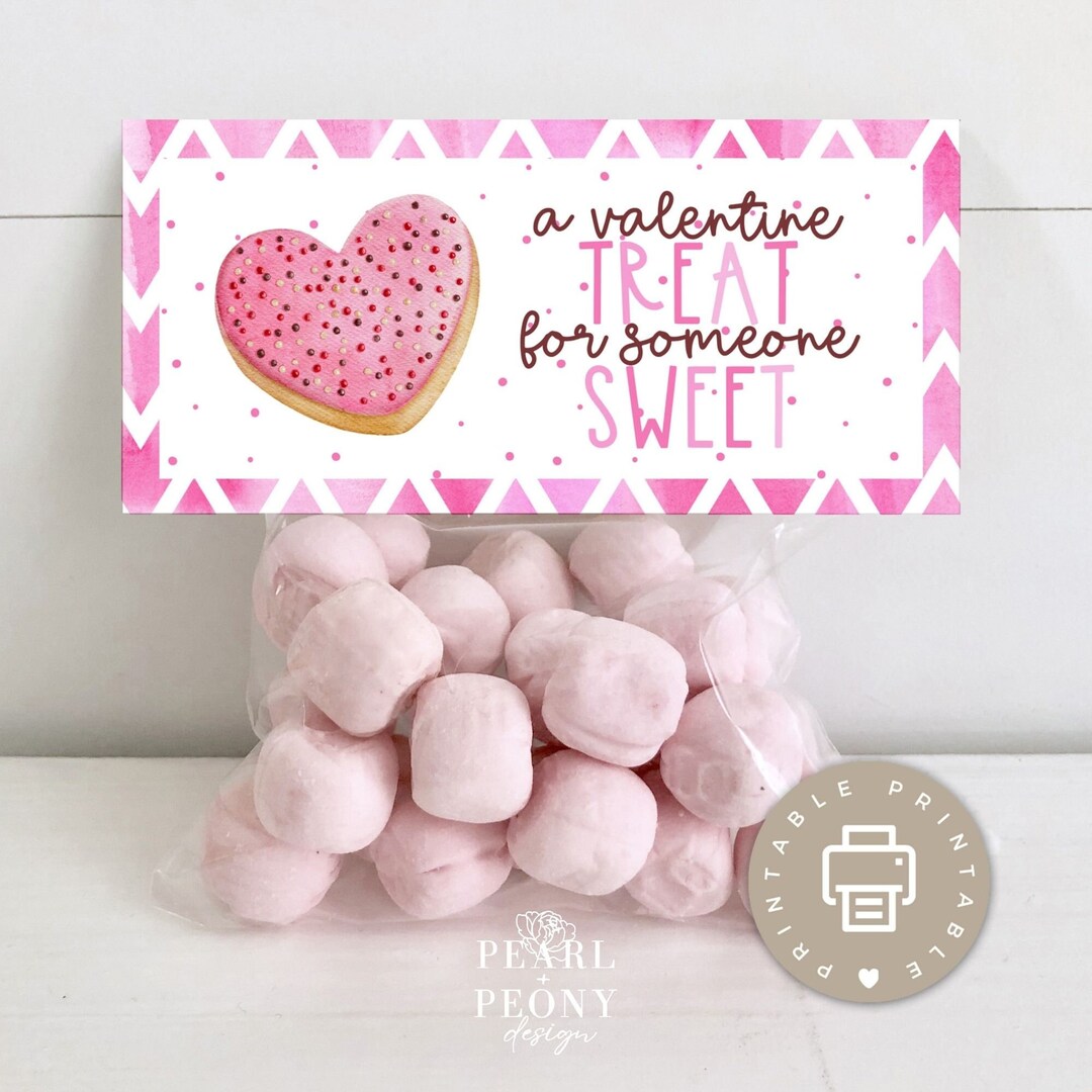 PRINTABLE Valentines Day Cookie Bag Toppers, Pink Treat Bag Toppers ...