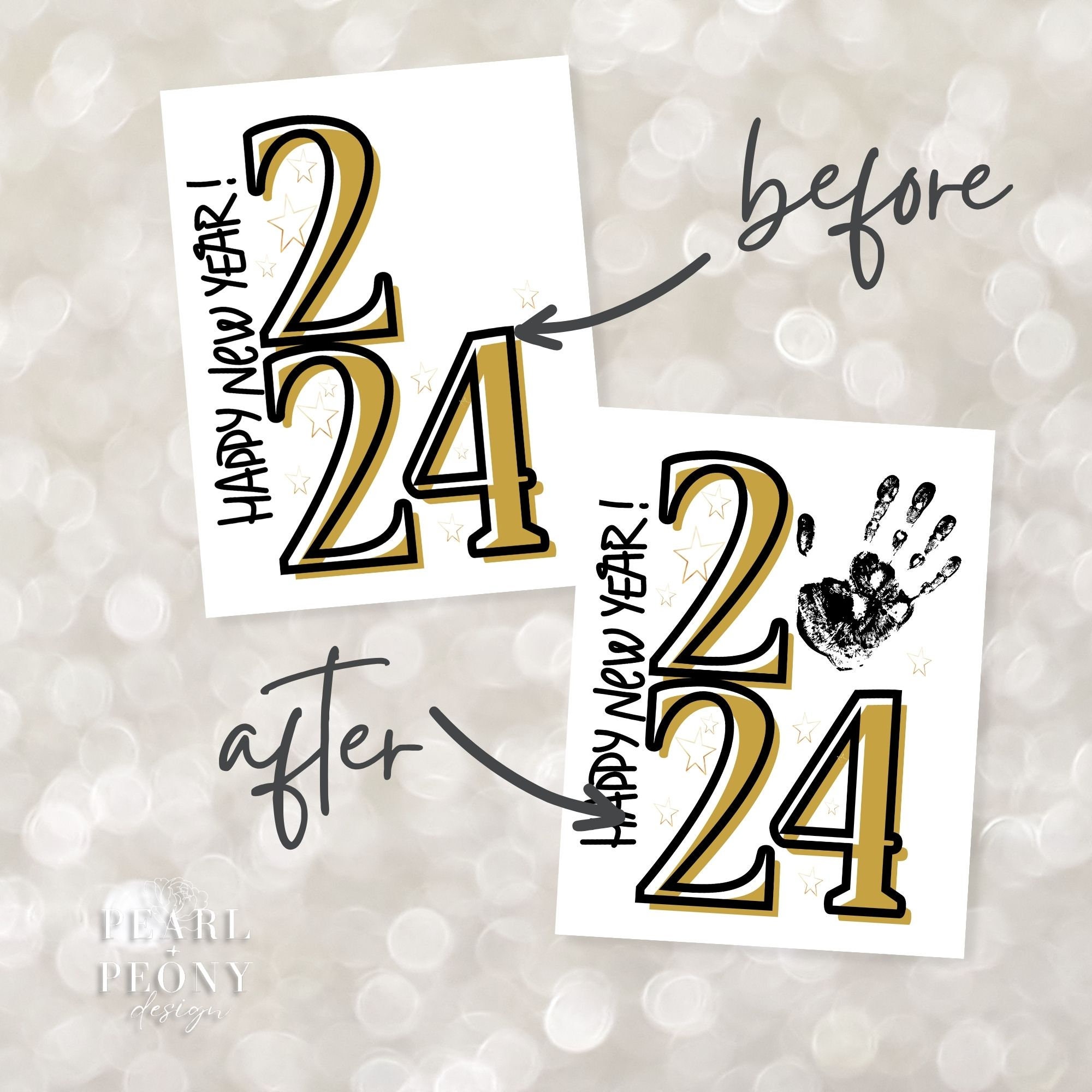 PRINTABLE Happy New Year Handprint Art Craft for Kids, Keepsake Art ...