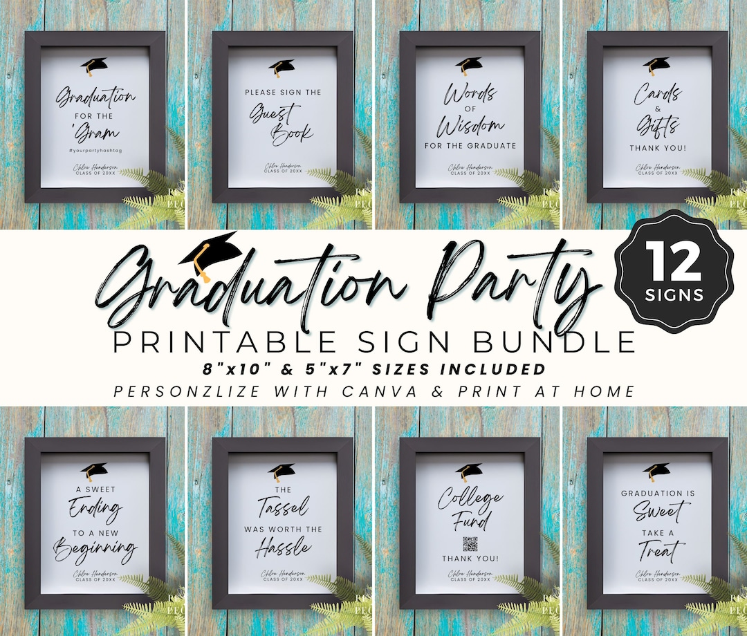 Graduation Party Signs Template Bundle | Printable Graduation Signs ...