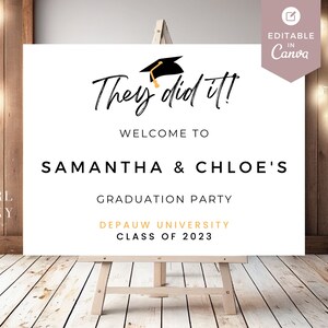 Dual Graduation Party Welcome Sign Template Graduation Party - Etsy
