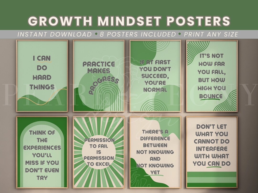 PRINTABLE Growth Mindset Poster Bundle, Boho Classroom Decor, Calm Down ...
