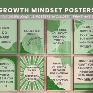 PRINTABLE Growth Mindset Poster Bundle, Boho Classroom Decor, Calm Down ...