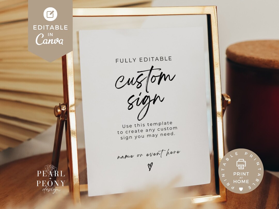 Minimalist Custom Sign Template | Modern Wedding Sign | Custom Event ...