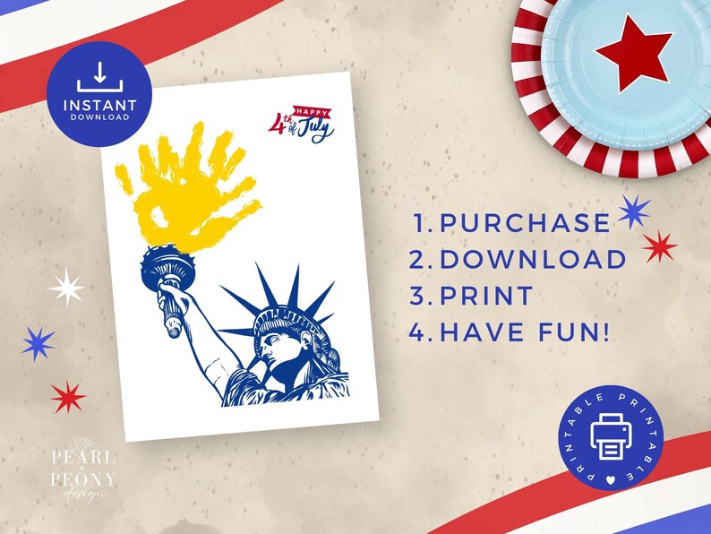 PRINTABLE 4th of July Handprint Craft for Kids Preschool - Etsy