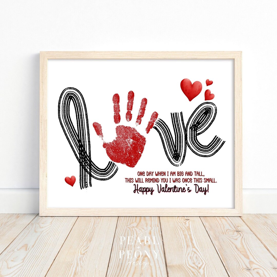 PRINTABLE Valentines Day Handprint Art Craft for Kids, Keepsake Art ...
