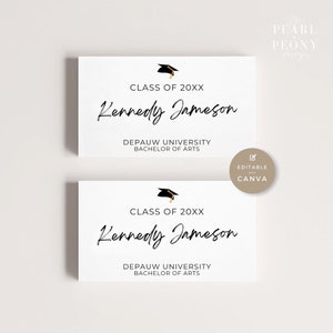 EDITABLE Graduation Name Card Insert Template, Grad Announcement Insert ...