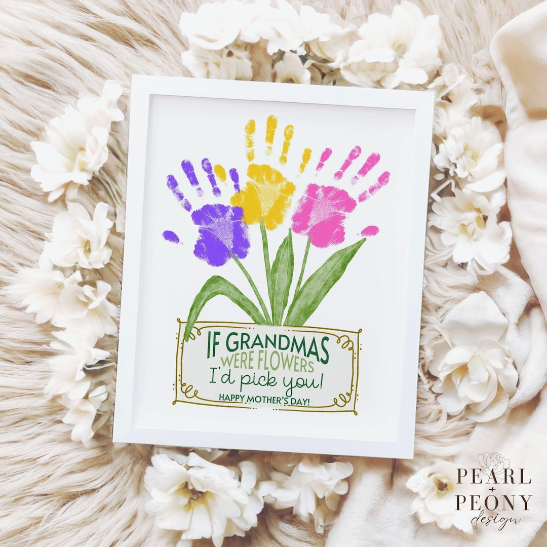 PRINTABLE Mothers Day Handprint Art Craft for Grandma, Tulip Flower ...