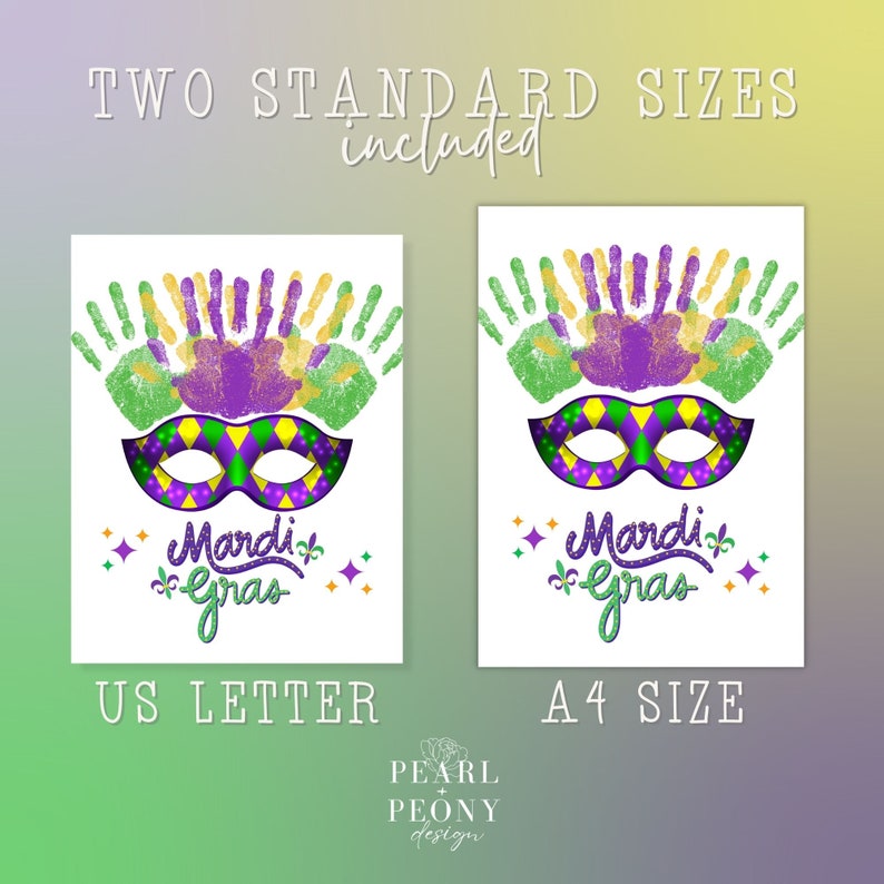 PRINTABLE Mardi Gras Handprint Art Craft for Kids, Mardi Gras Mask ...