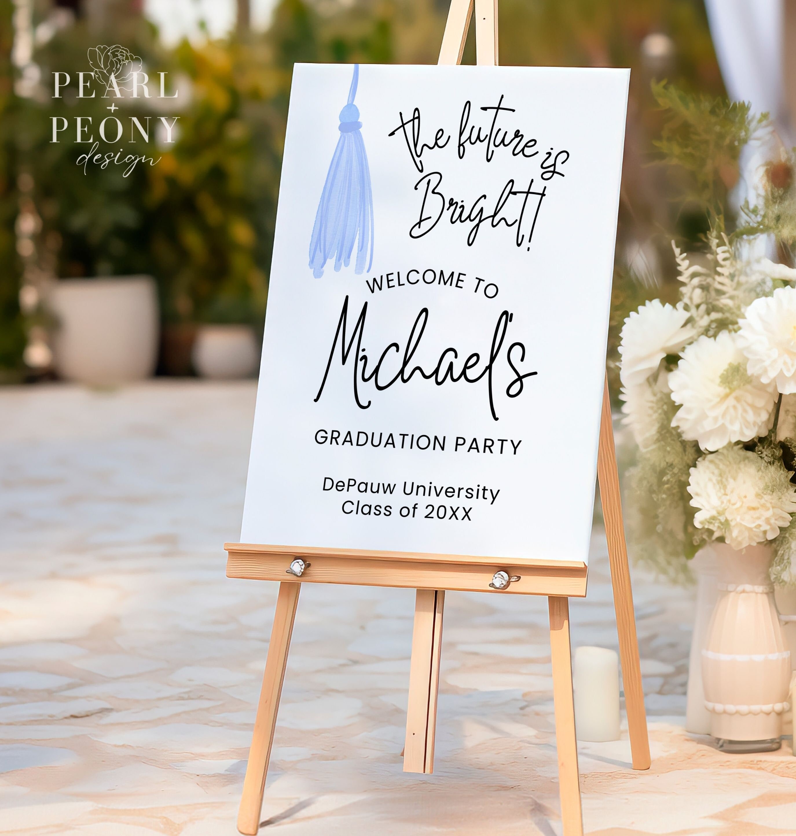 EDITABLE Graduation Party Welcome Sign Template | Blue Watercolor ...