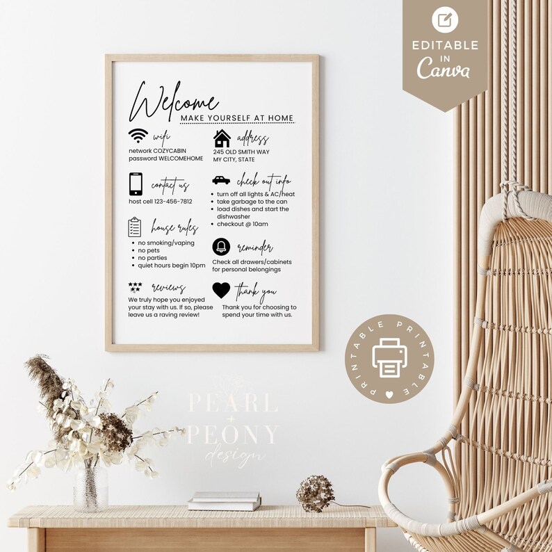 AIRBNB Welcome Sign Template VRBO Welcome Sign Vacation - Etsy