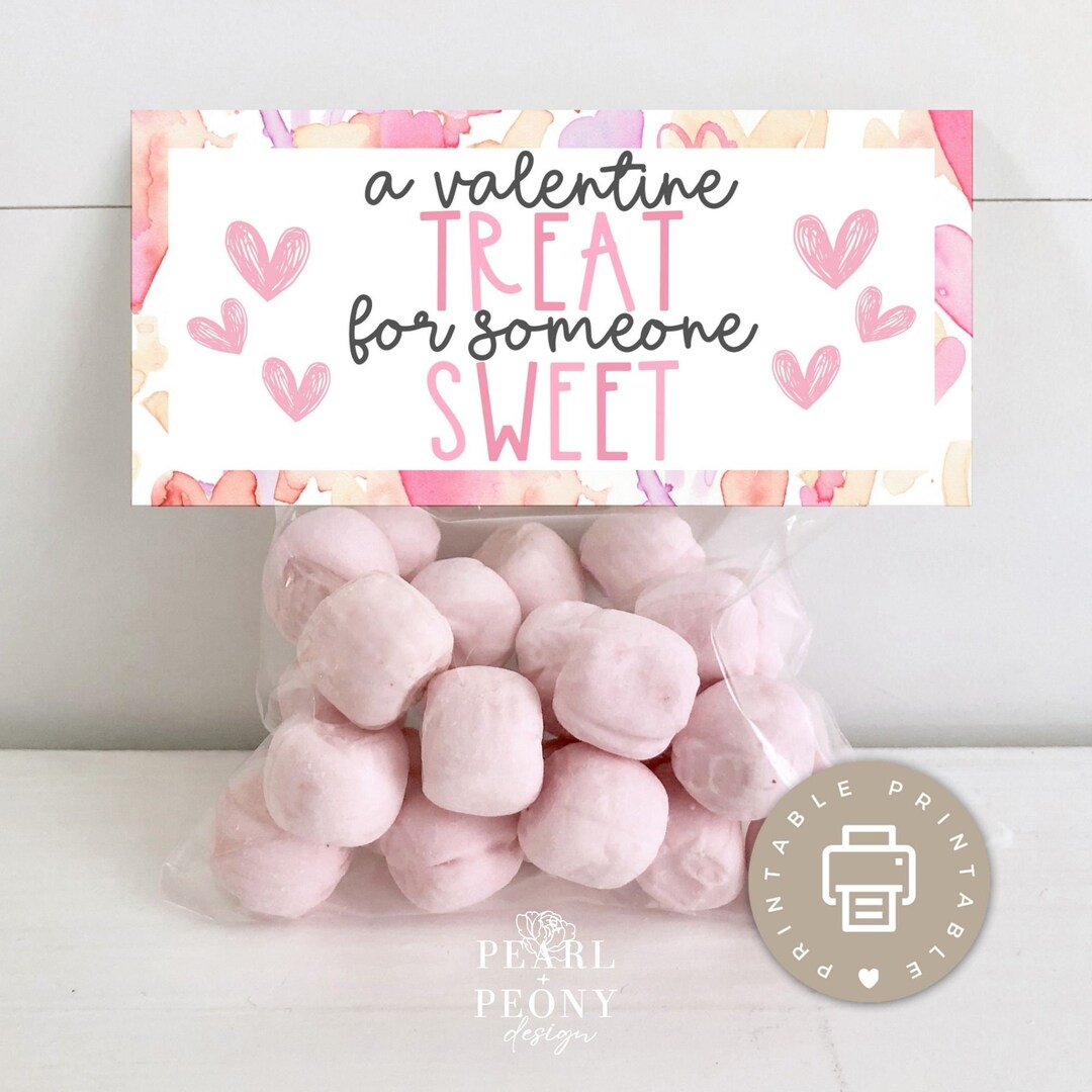 PRINTABLE Valentines Day Cookie Bag Toppers, Pink Treat Bag Toppers ...
