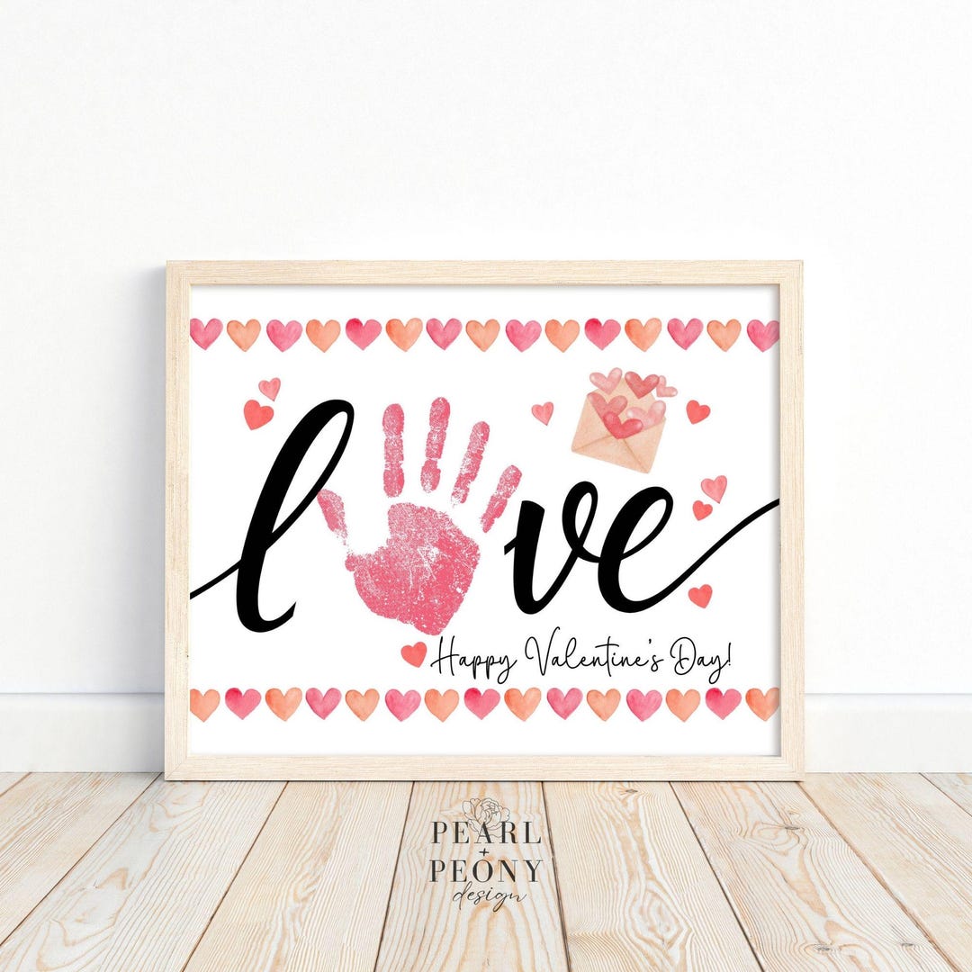 PRINTABLE Valentines Day Handprint Art Craft for Kids, Keepsake Art ...