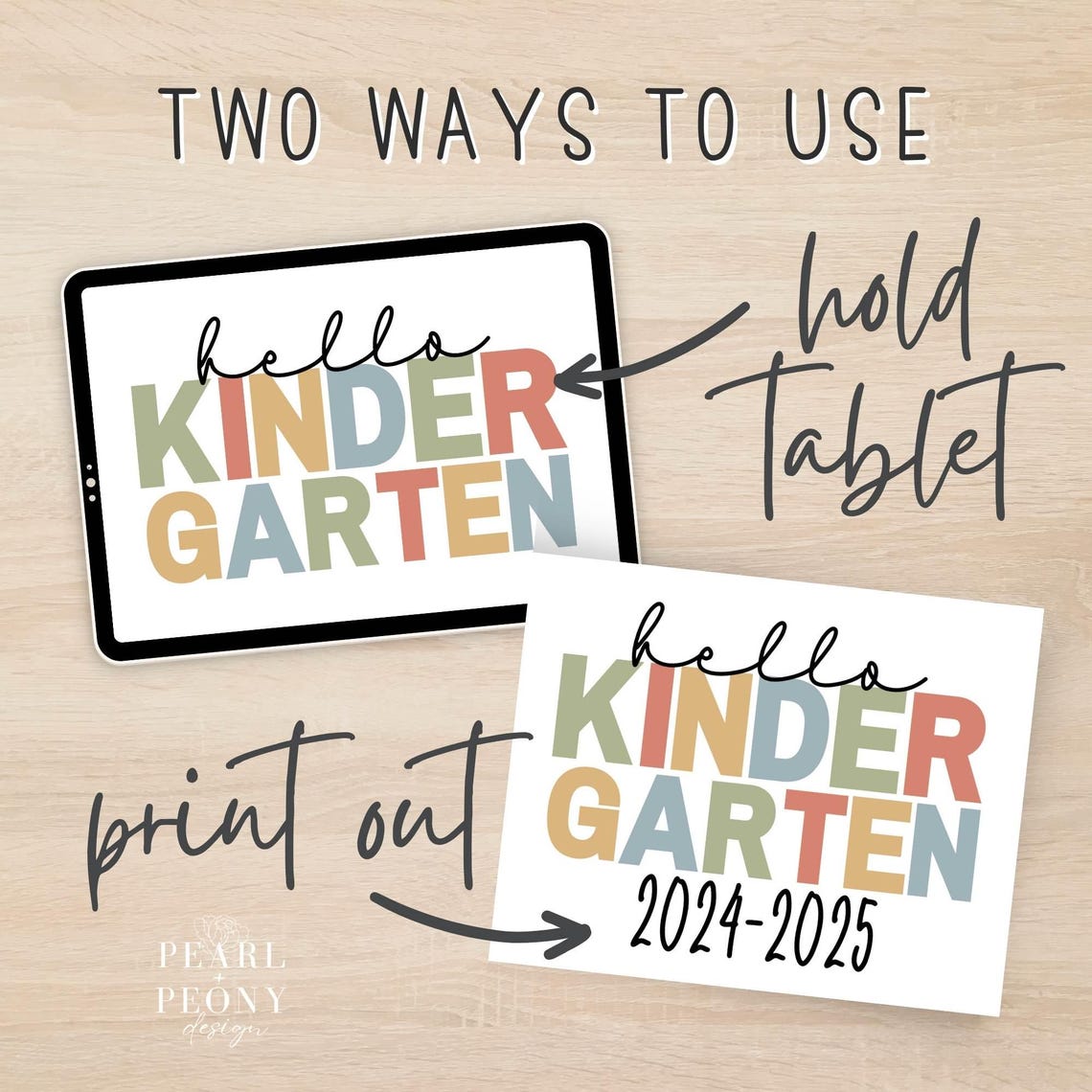 PRINTABLE 2024 Boho First Day of Kindergarten Sign, Aesthetic Back to ...