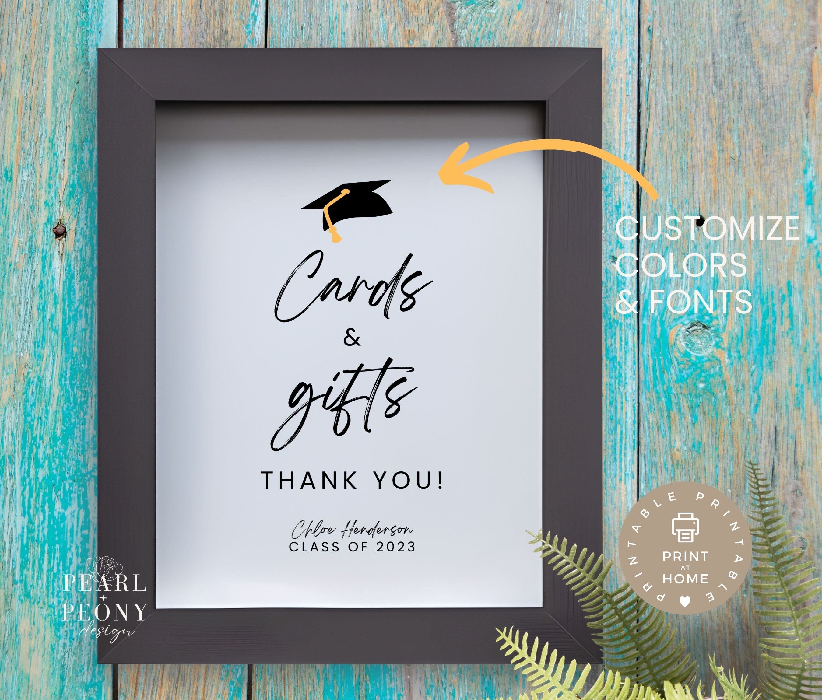 Graduation Party Cards & Gifts Table Sign Template Printable - Etsy